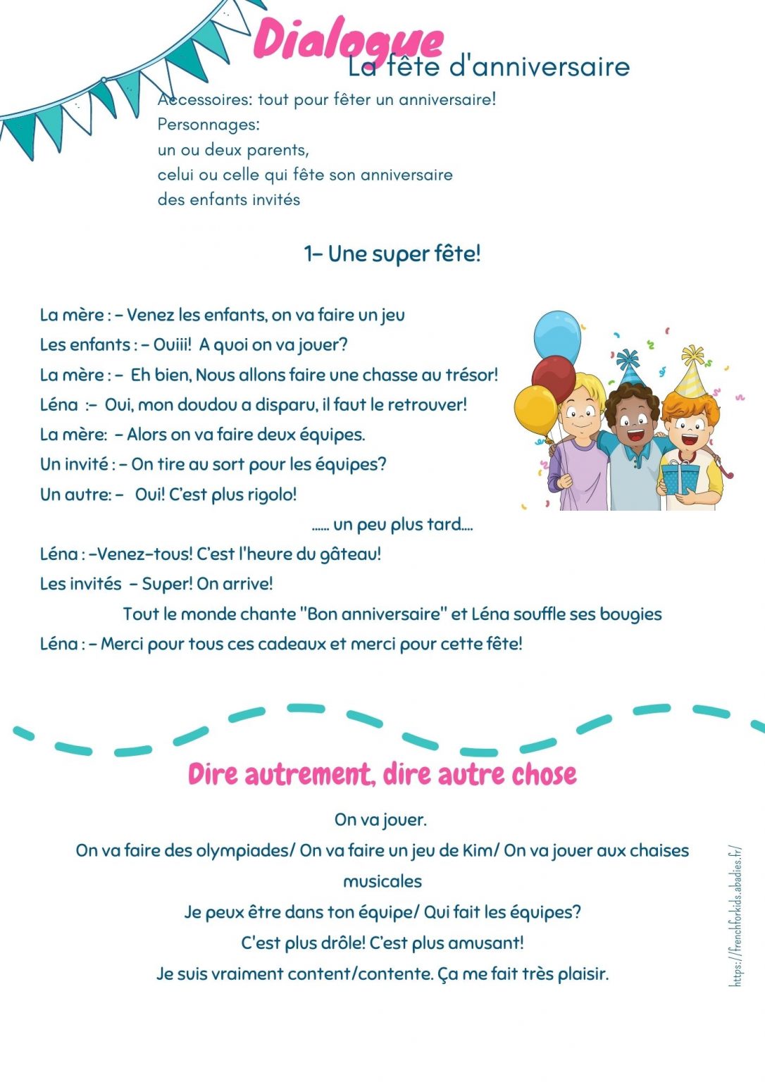 La fête d'anniversaire - French for kids